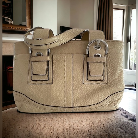 Coach | Bags | Coach Soho Pebbled Leather Satchel Ivory | Poshmark